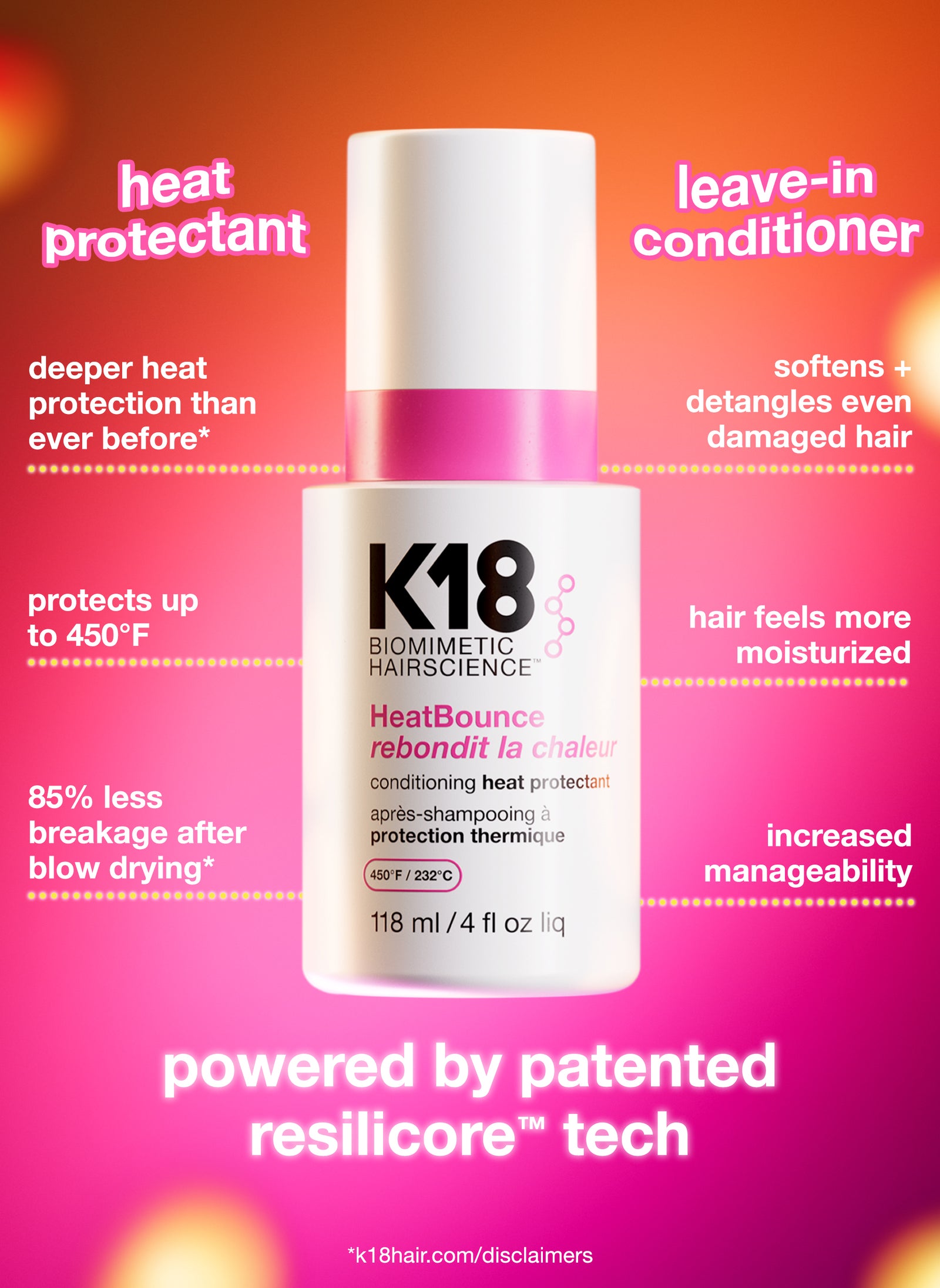 HeatBounce conditioning heat protectant – K18 Australia